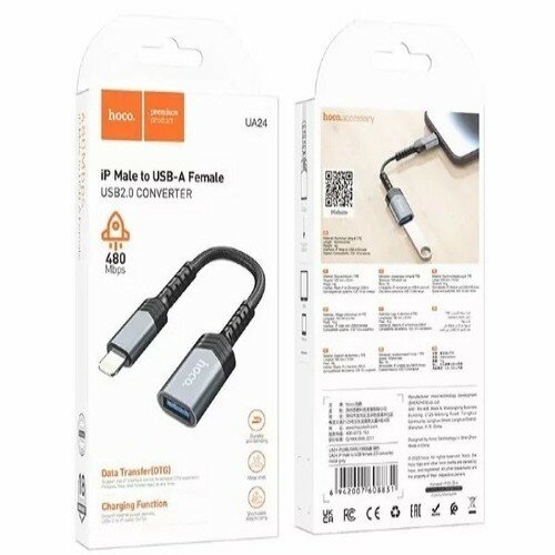 Переходник Hoco UA24 iP male to USB female 2.0 converter