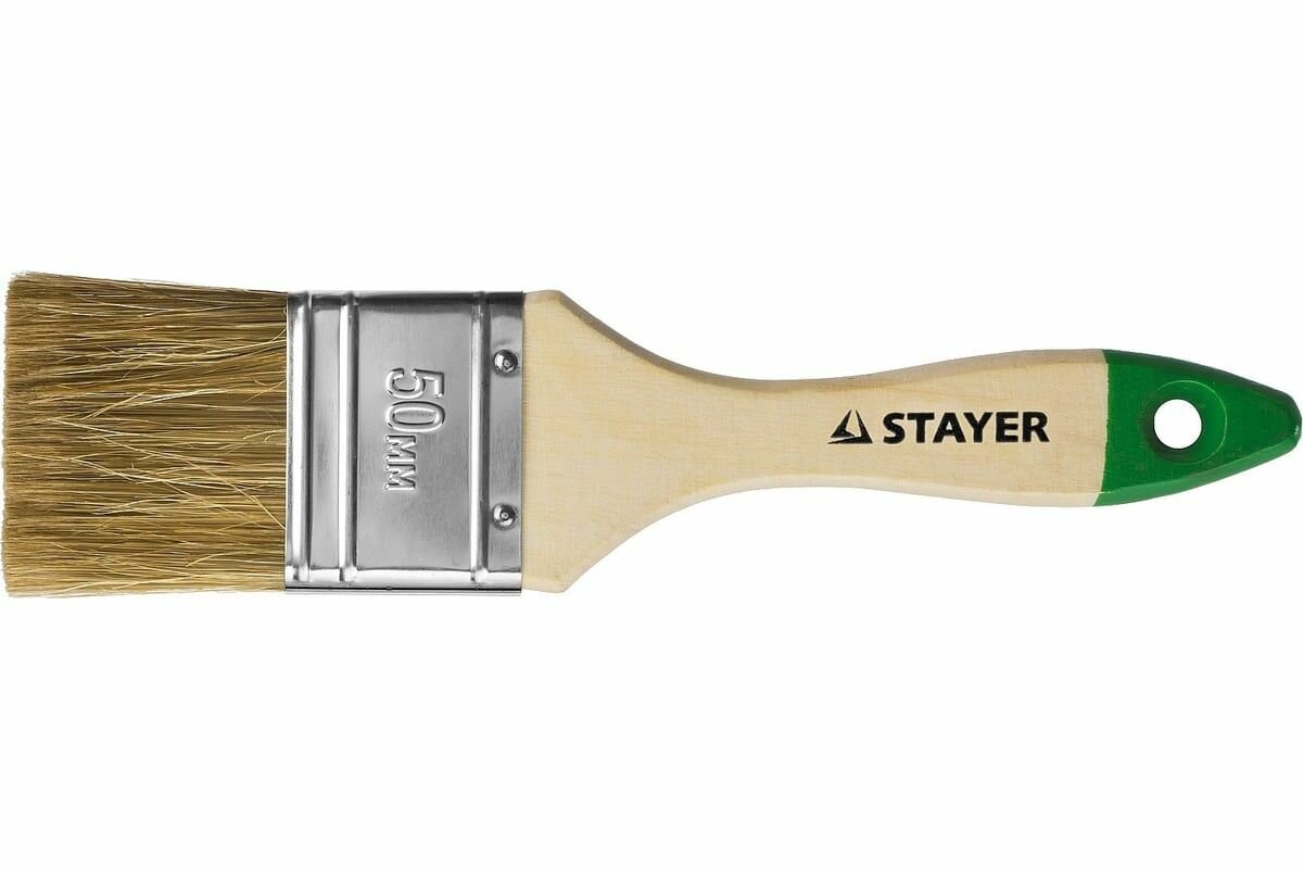 Плоская кисть STAYER LASUR смешанная щетина, деревянная ручка, для высокотекучих ЛКМ, 50мм, 2", 01031-50
