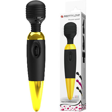 Baile Pretty Love Power Wand, черно-золотой Мощный вибромассажер с плавающей головкой