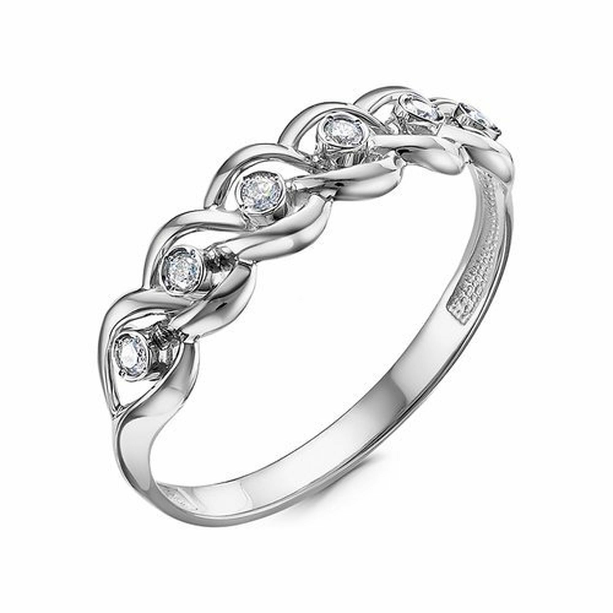 Кольцо дорожка, белое золото, 585 проба, бриллиант