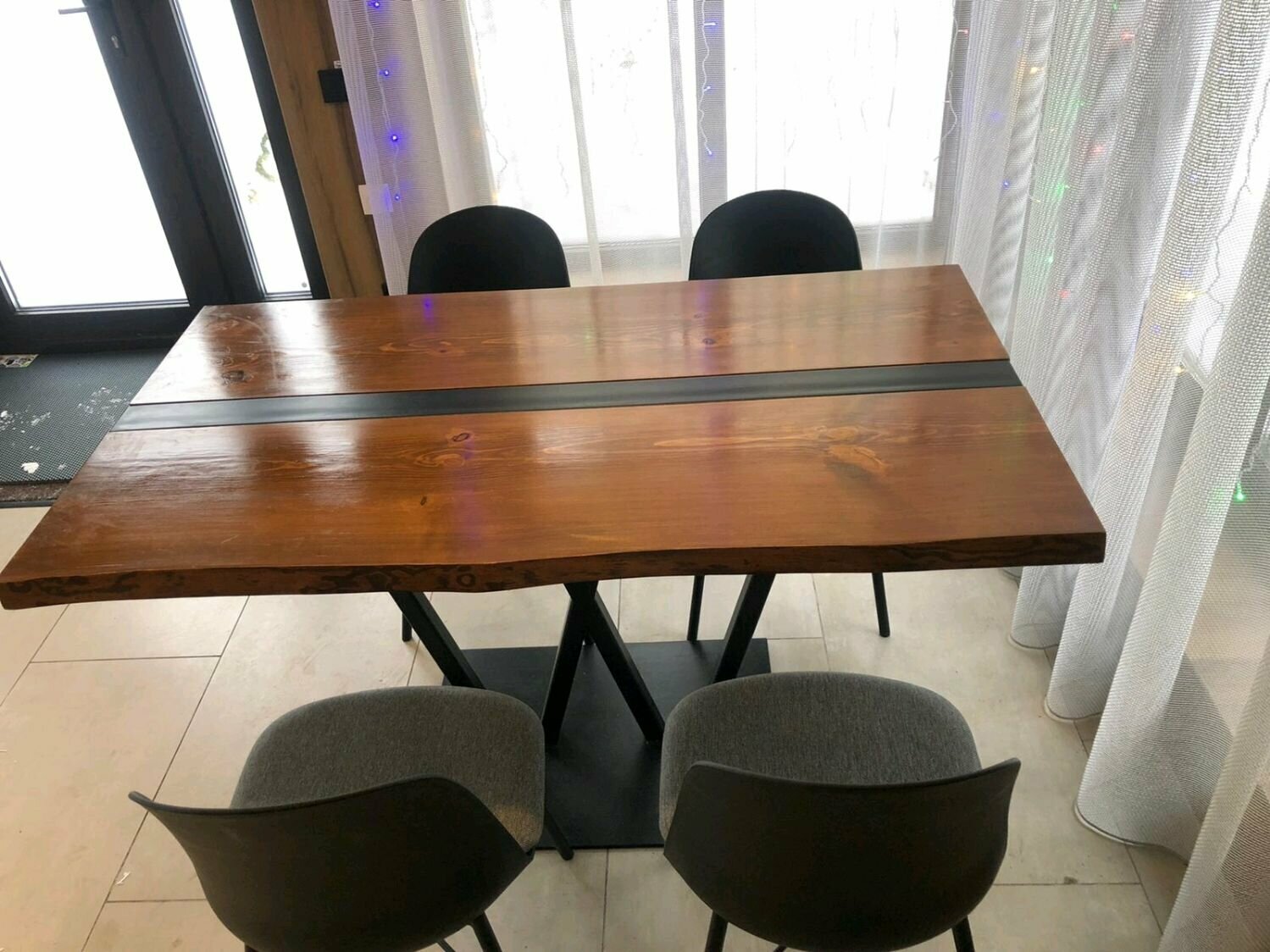 Стол "EasyLOFT" в стиле лофт, обеденный, массив дуба, 150х60х75 см.