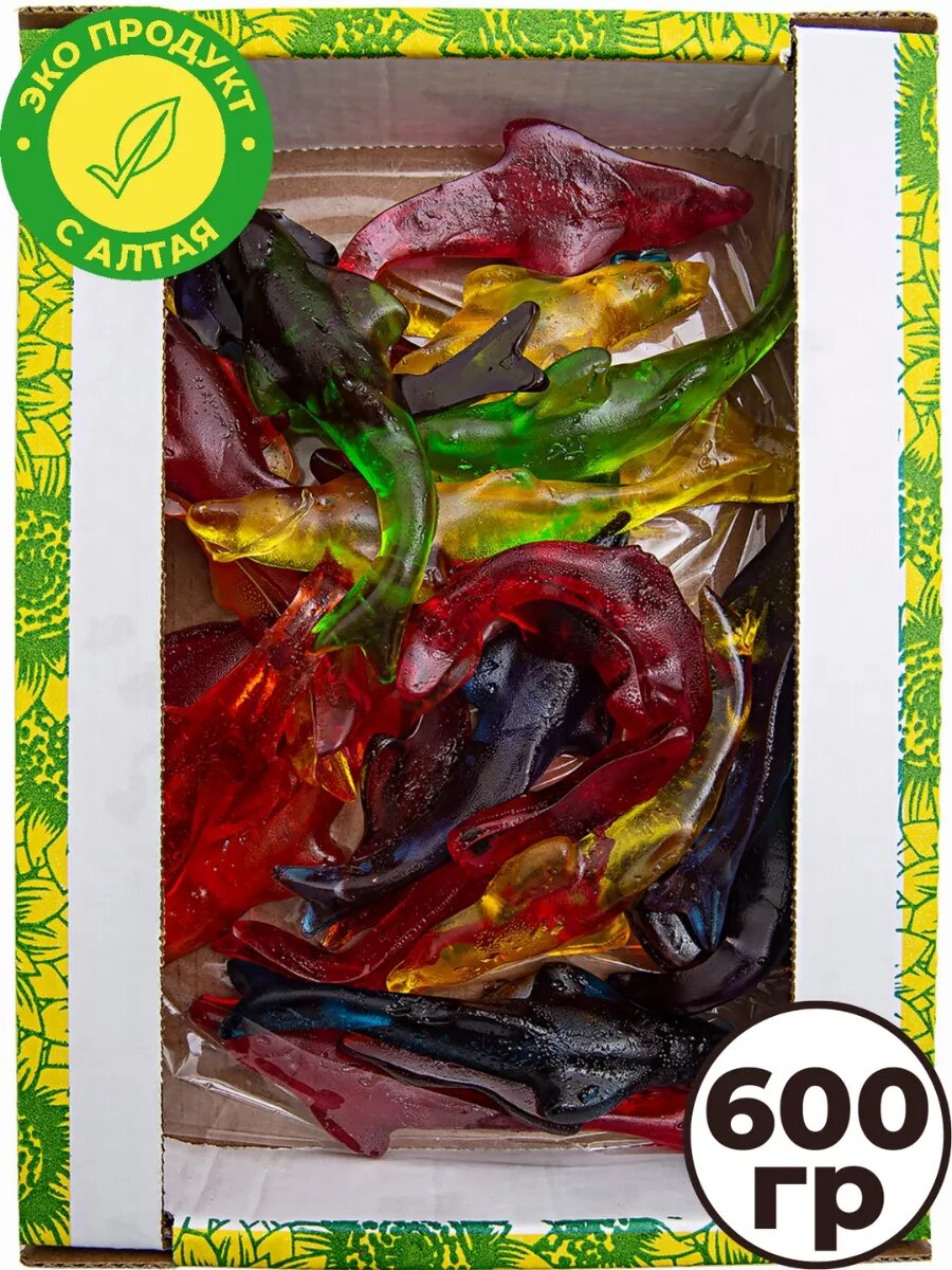 Жевательный мармелад интересной формы Акулы Трофимов, в коробке 600 грамм