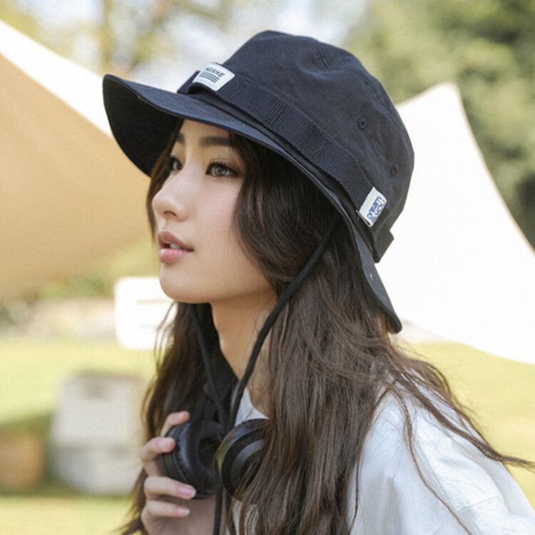 Шляпа, женская, регулируемая, черная, дышащая, с большими полями