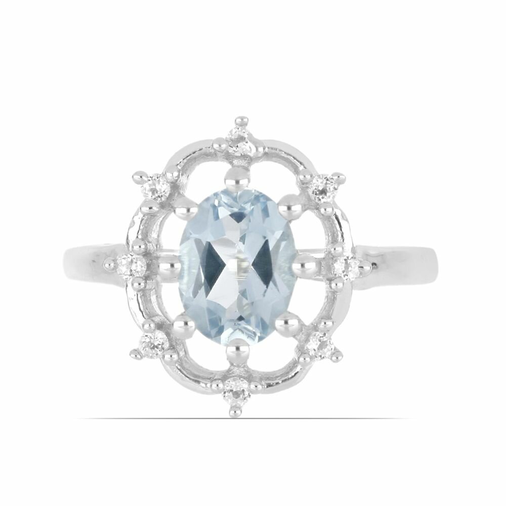 Кольцо, серебро, 925 проба, родирование, топаз