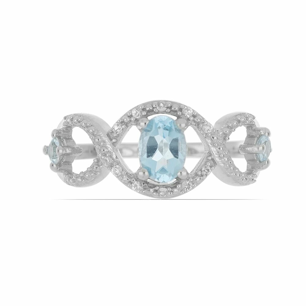 Кольцо, серебро, 925 проба, родирование, топаз