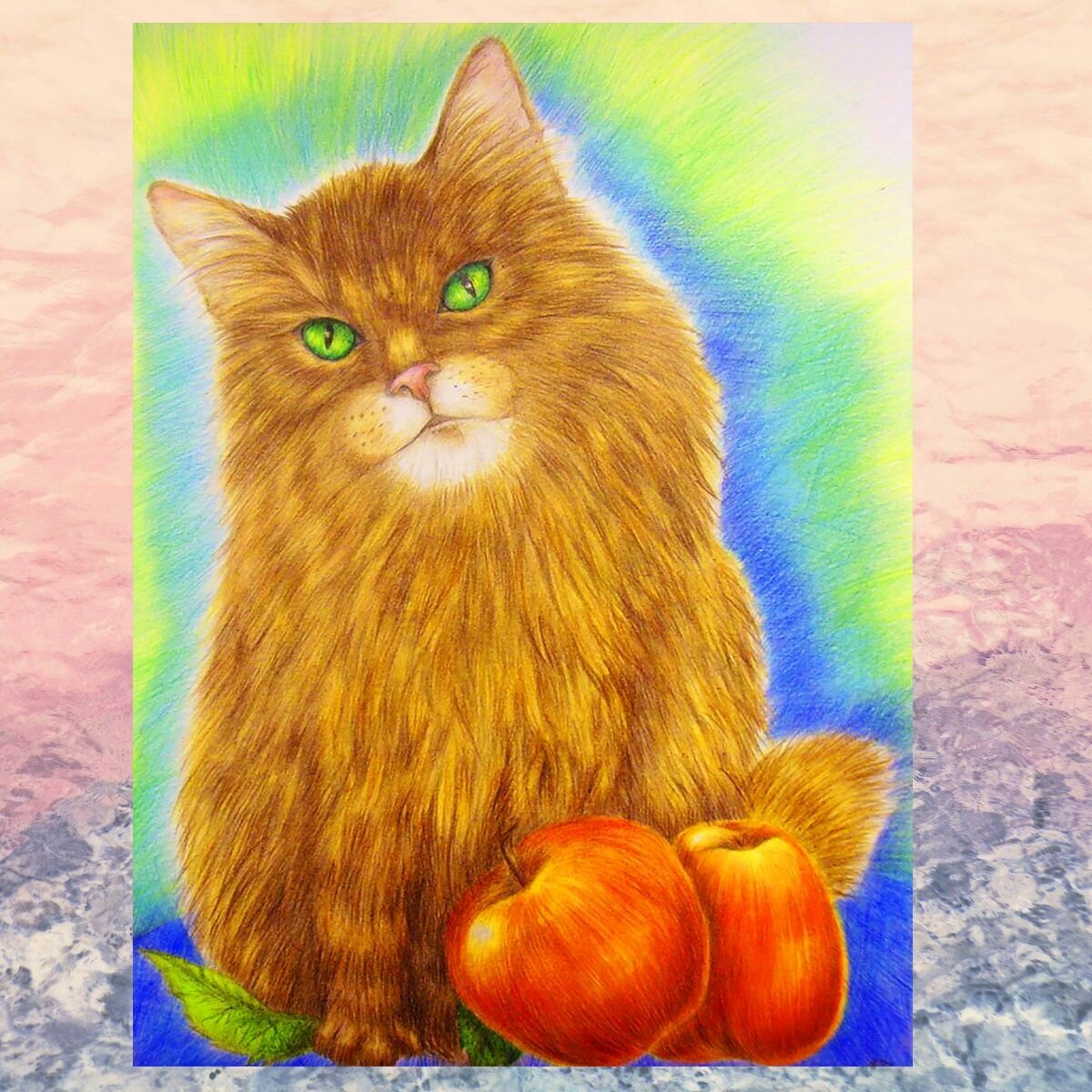 Открытка Пушистый котик Открытка с котом поздравительная с конвертом