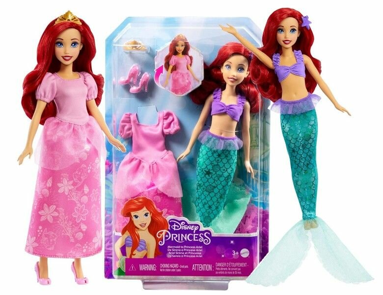Кукла Mattel Disney Princess - Русалочка Ариэль + платье - Дисней Принцессы HMG49