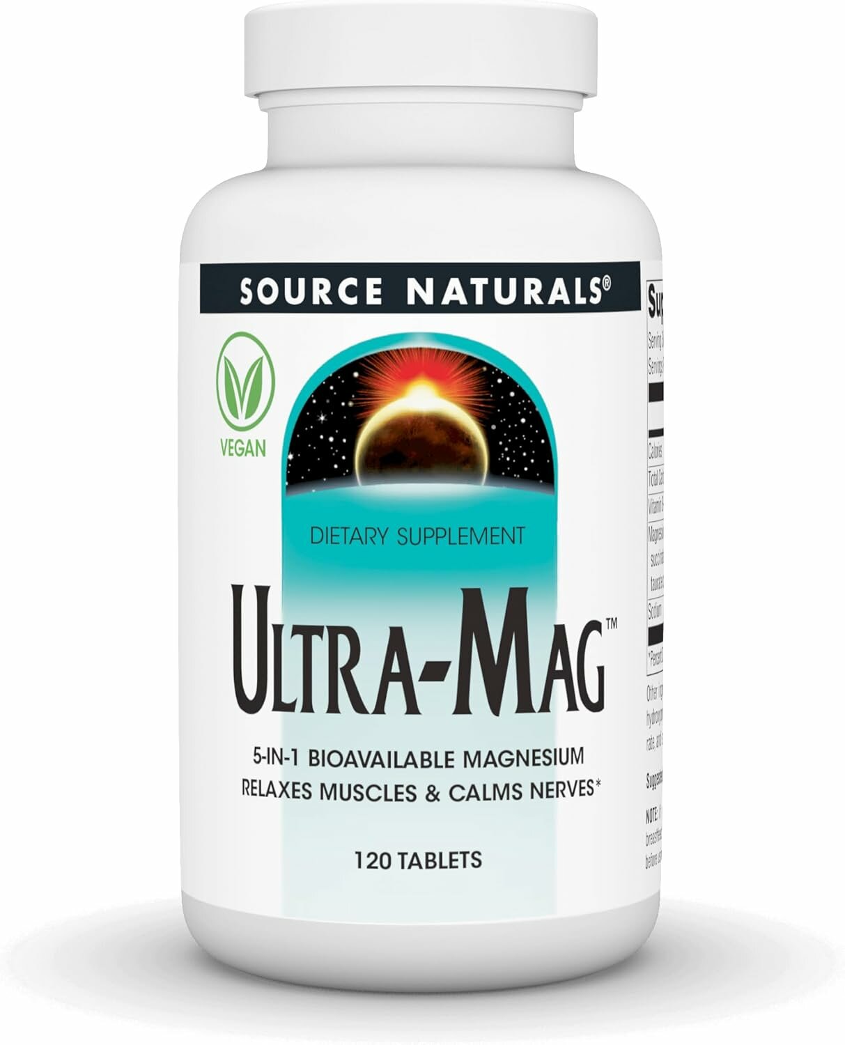 Магний, Source Naturals Ultra-Mag (Магниевый комплекс с витамином B6) 120 табл. (США 100%)
