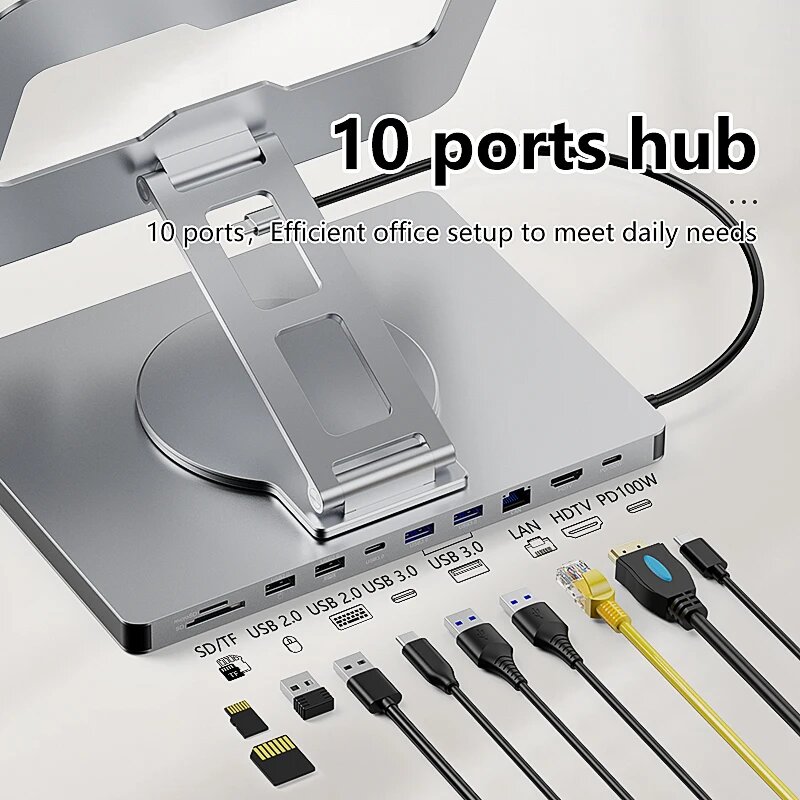 Док-станция 10-в-1 Blueendless ST109A, алюминиевая