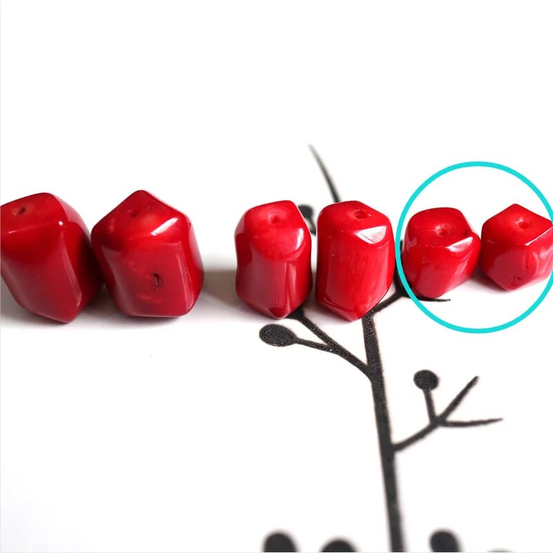 Бусины из искусственного коралла, красный, 2 шт. red small