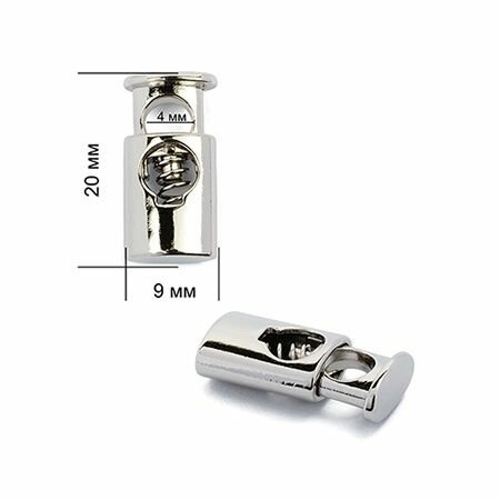 Фиксатор для шнура TBY металл 19,5х8,86 мм, цвет никель, упаковка 100 шт