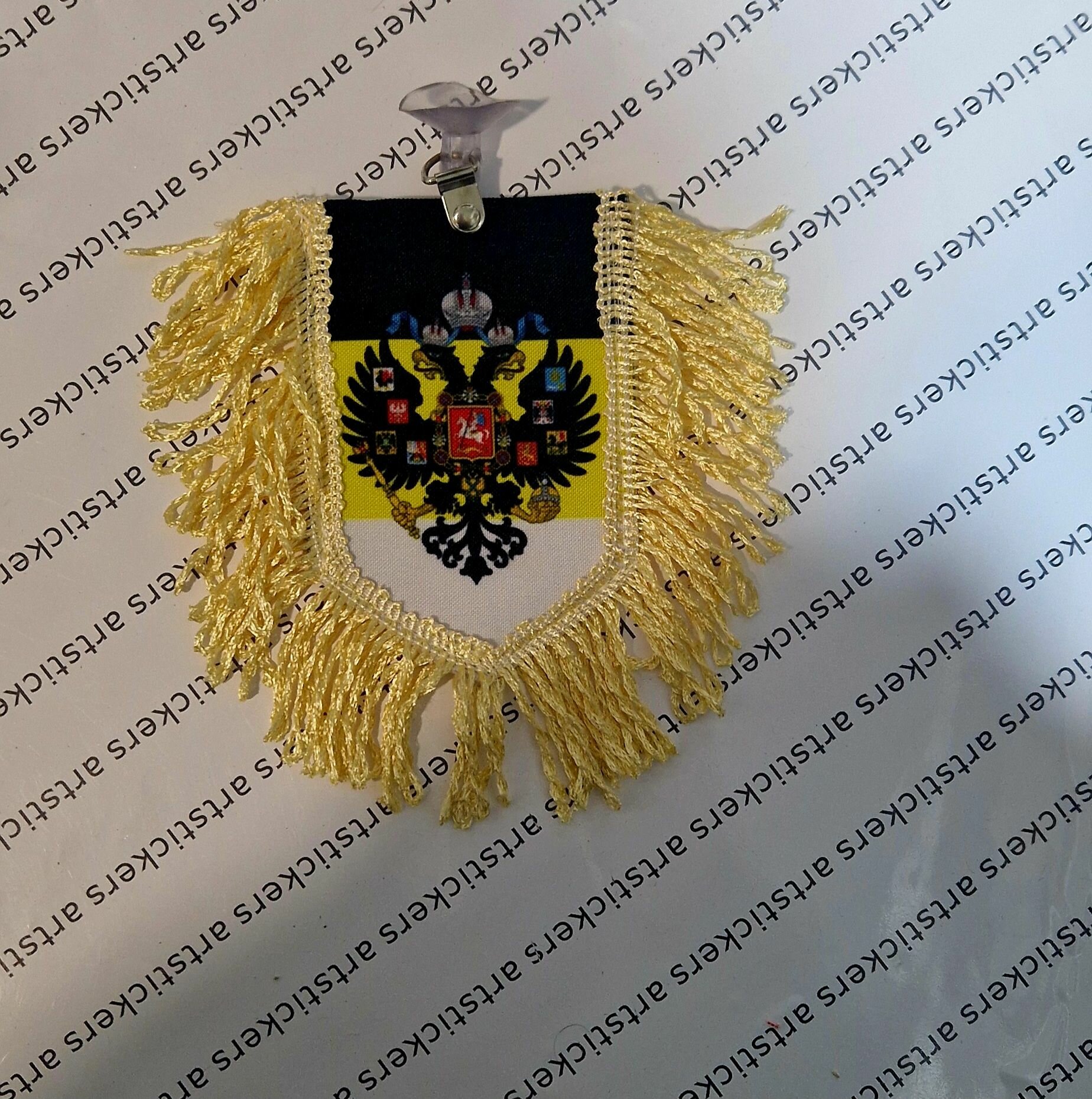 Вымпел Имперский флаг, 9х13см + бахрома 2см, двусторонний на присоске, ткань, аксессуар для авто