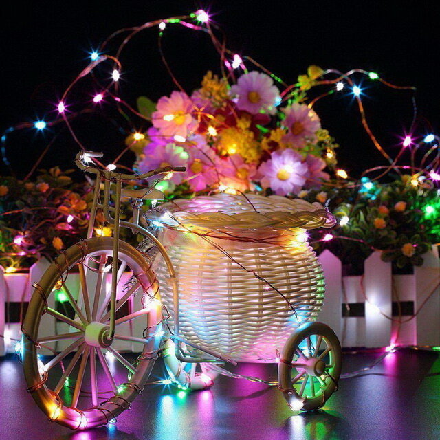 Светодиодная гирлянда Капельки Росы 10 м 100 разноцветных мини LED ламп, серебряная проволока, IP20, Snowhouse, LDM100M