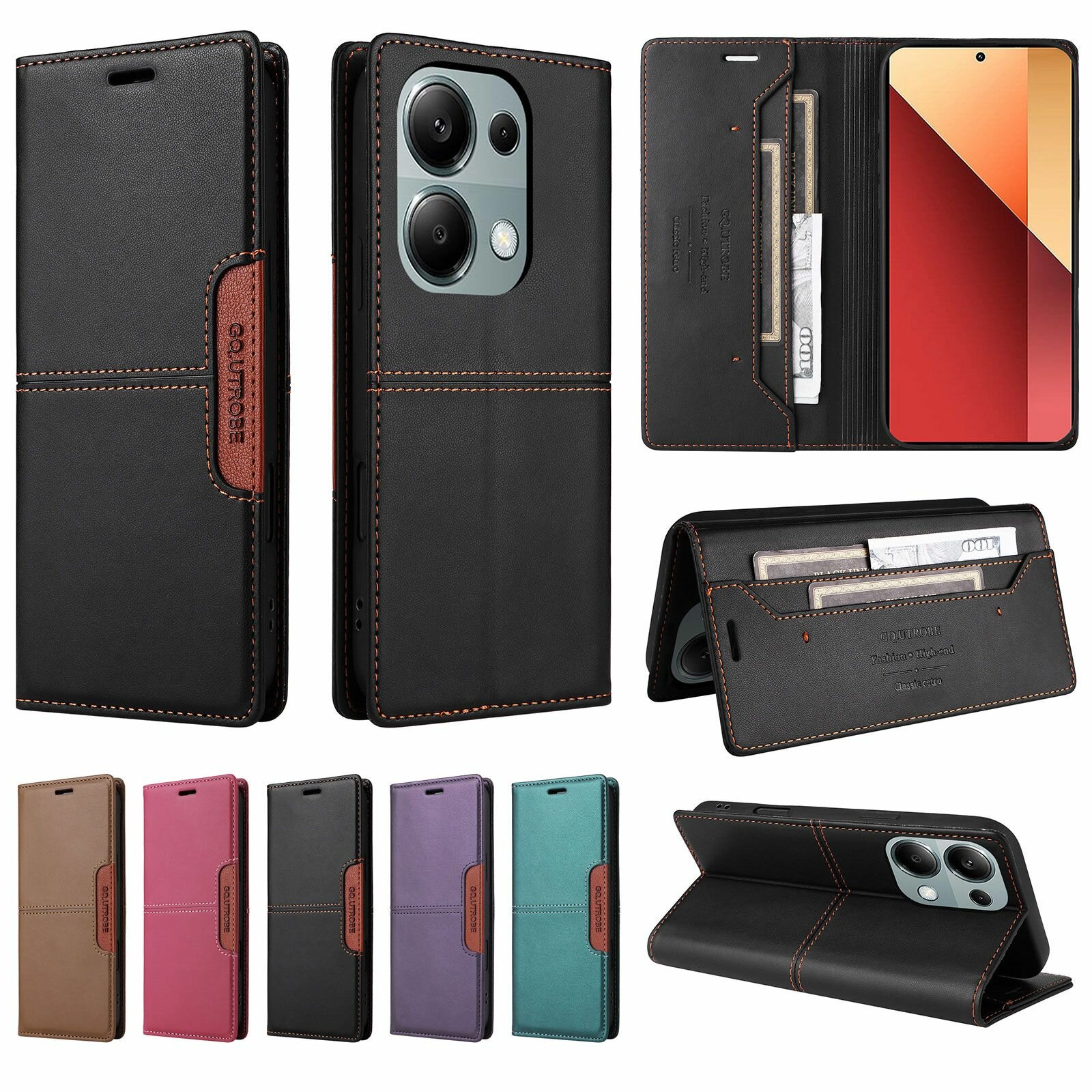 Чехол-книжка Для Xiaomi Redmi Note 13 5G (Редми Ноут 13 5Г) Роскошный Дизайнерский Кожаный Чехол-кошелек