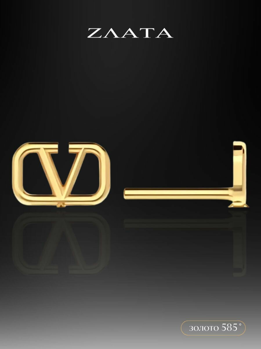 Серьги пусеты, красное золото, 585 проба