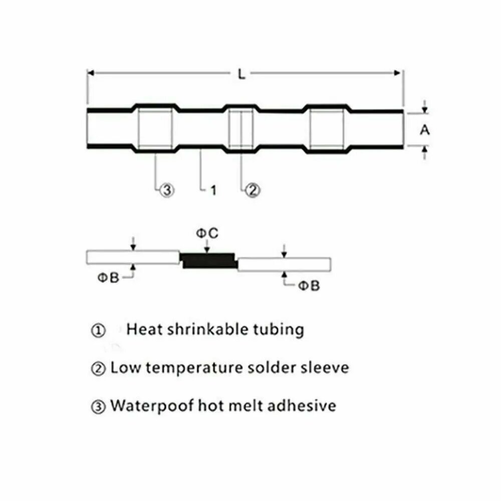 Белые термоусадочные стыковые соединители с рукавом для припоя, 100 шт, водонепроницаемые и для подключения проводов