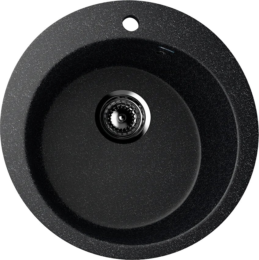 Мойка кухонная Ulgran U-405 -308 49x49, мойка для кухни, матовая, черная, круглая, российская