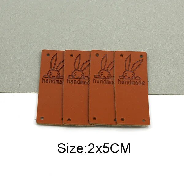 Кожаные этикетки коричневые 20 шт Оранжевый, 01