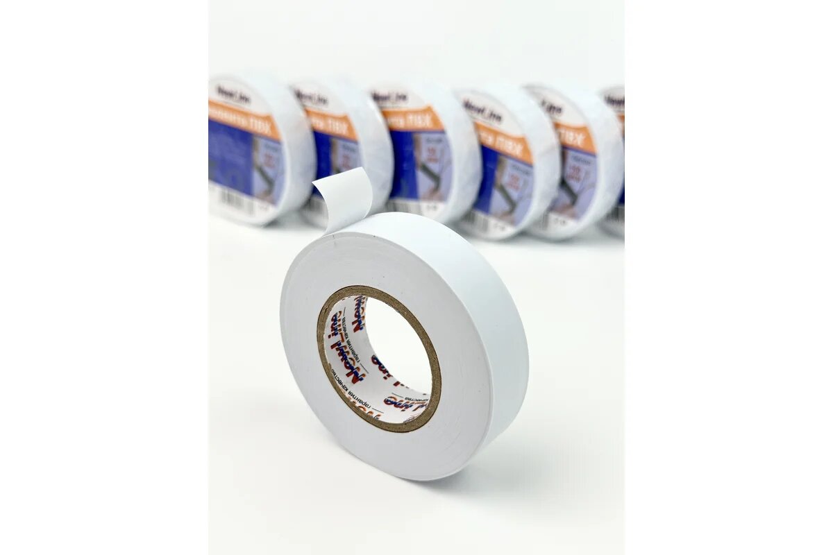 NewLine Изолента ПВХ 19 мм × 20 м белая 01044 для электроизоляции кабелей и соединений