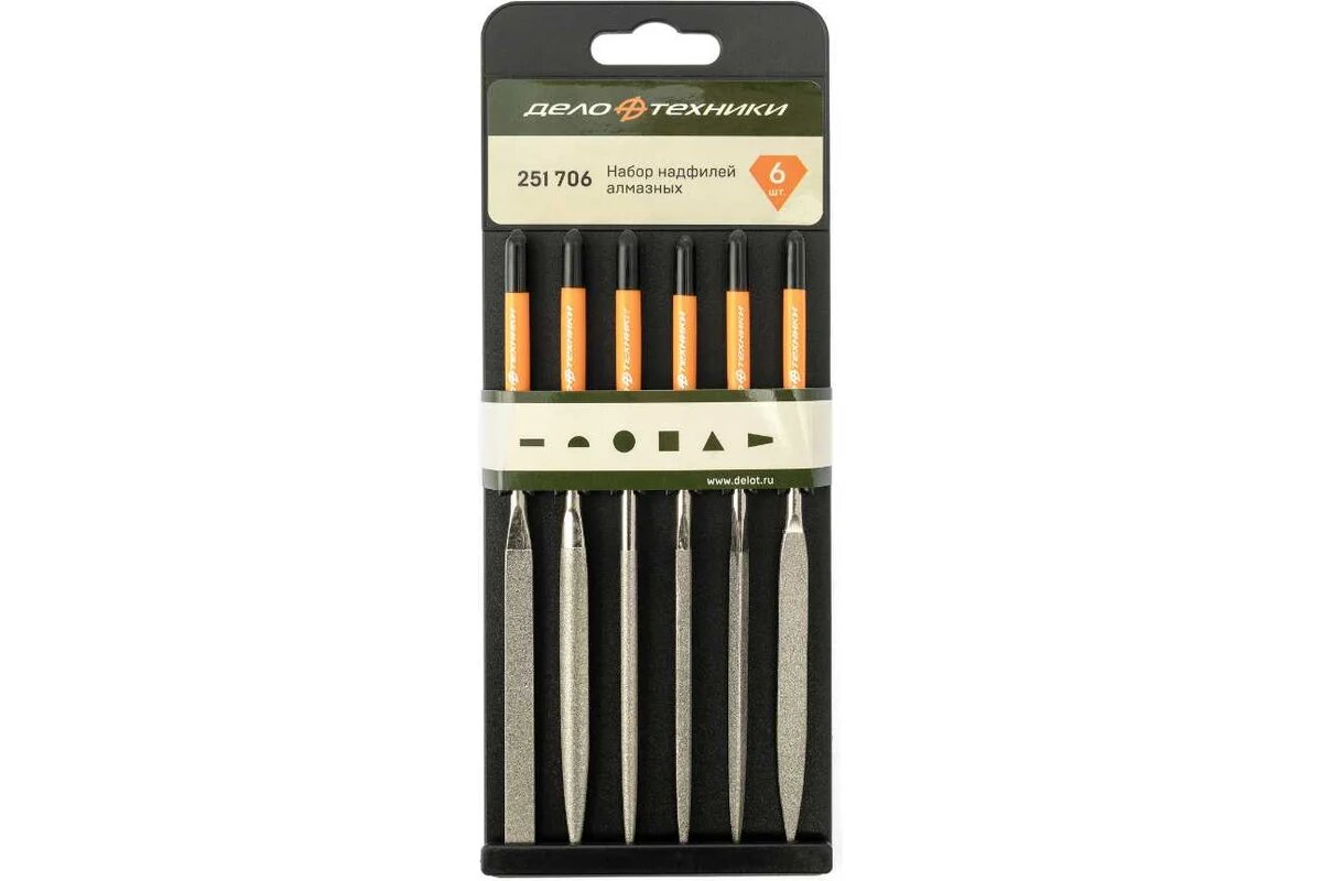 Дело Техники Набор алмазных надфилей 6 шт 251706 для точной обработки металла и камня