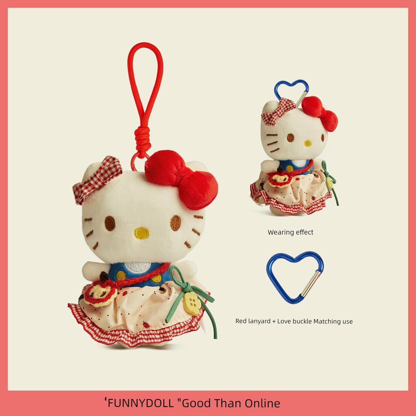 Оригинальный плюшевый брелок Hello Kitty Sanrio, милый кулон для сумки, украшение для рюкзака, маленькая игрушка