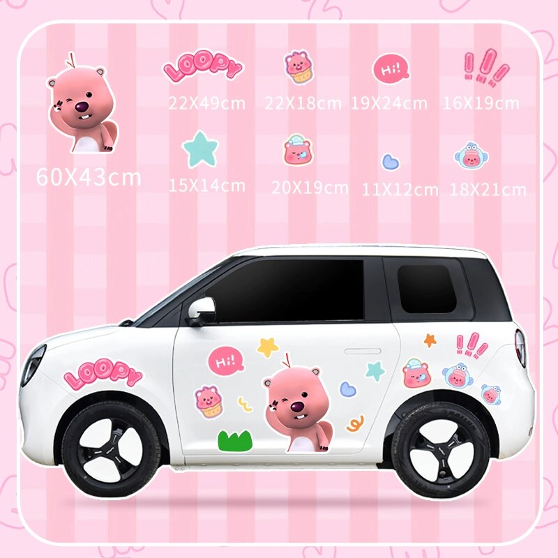 Наклейки на кузов автомобиля Panda mini, липкие, в виде лоуипа, рубинового маленького бобра, для декора кузова,