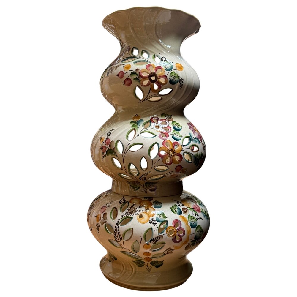 Напольная сборная ваза "Летний сад", 47 см, 1980-1990 гг. Семикаракорская керамика, СССР