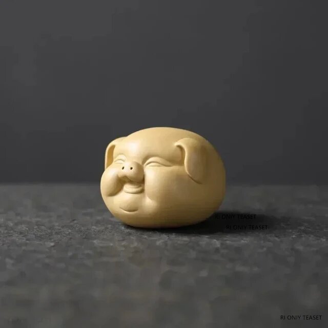 1 статуэтка милого поросенка из китайской фиолетовой глины для чайного сервиза, украшение для чайного сервиза, скульптура ручной работы, аксессуар для украшения чайного сервиза.