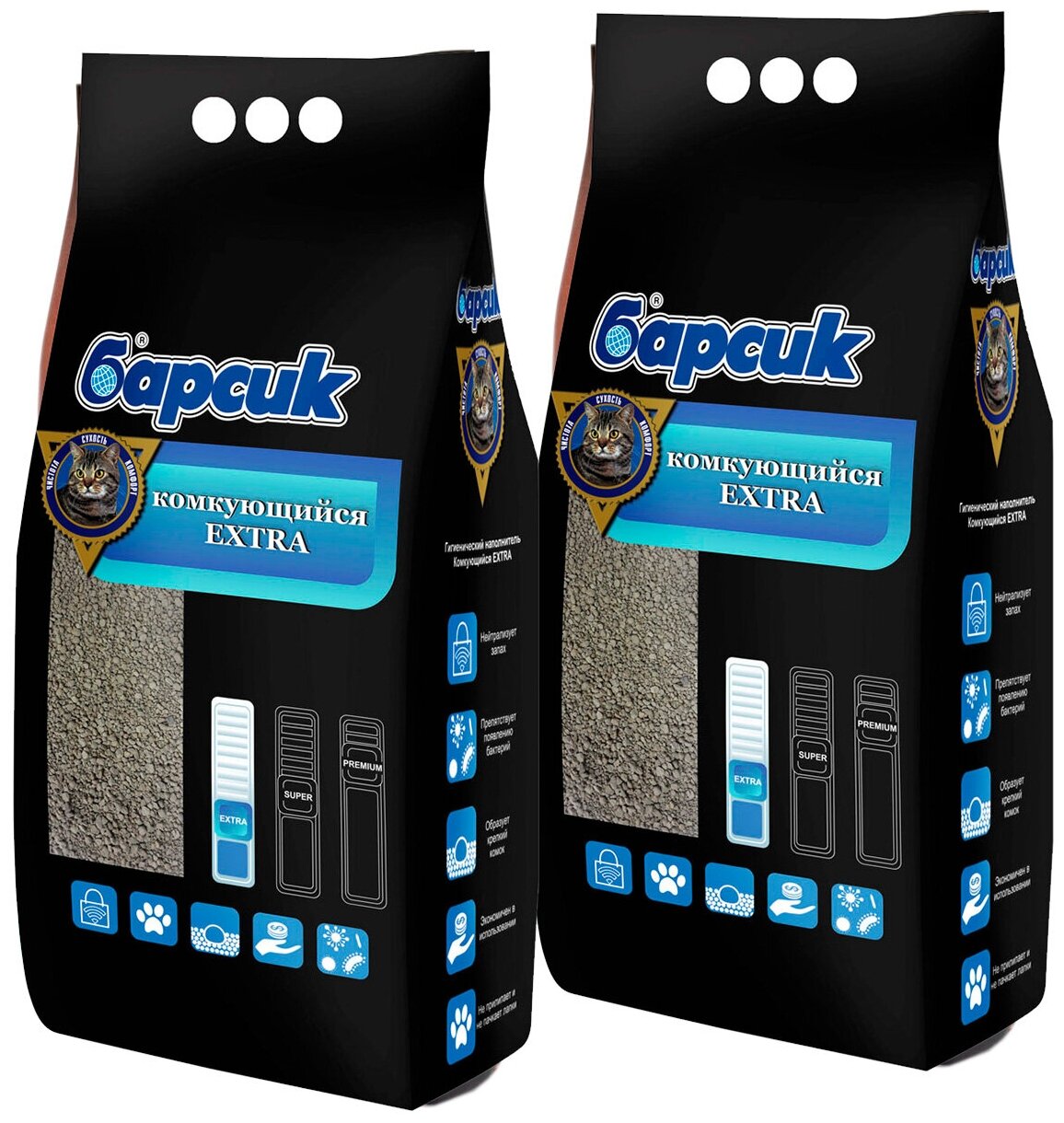 Барсик EXTRA наполнитель комкующийся для туалета кошек (5,5 + 5,5 л)