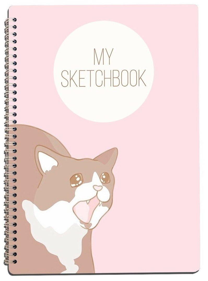 Скетчбук А4 50 листов Блокнот для рисования мемы коты грустный кот милота - 1025