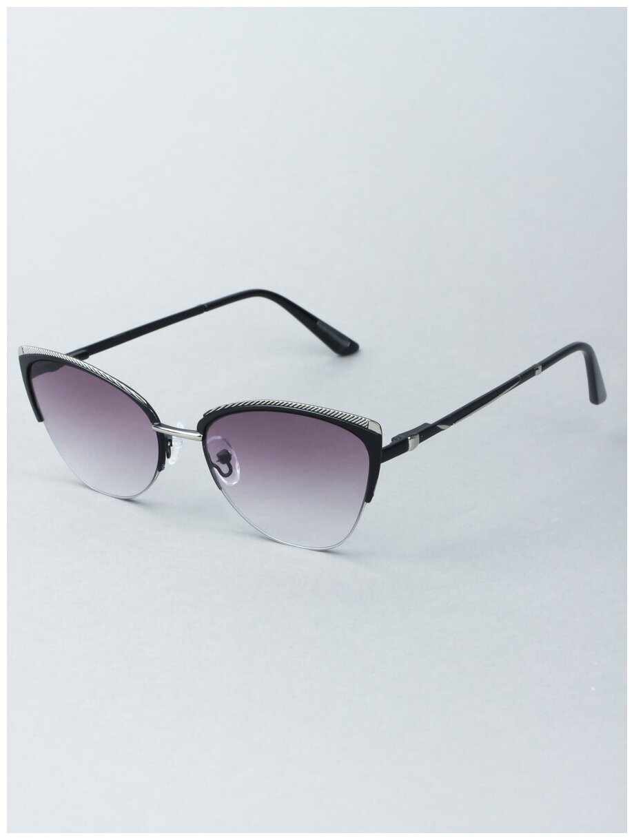 Готовые очки для зрения черные с диоптриями -5.00 футляр и салфетка, кошачий глаз, тонированные, женские.