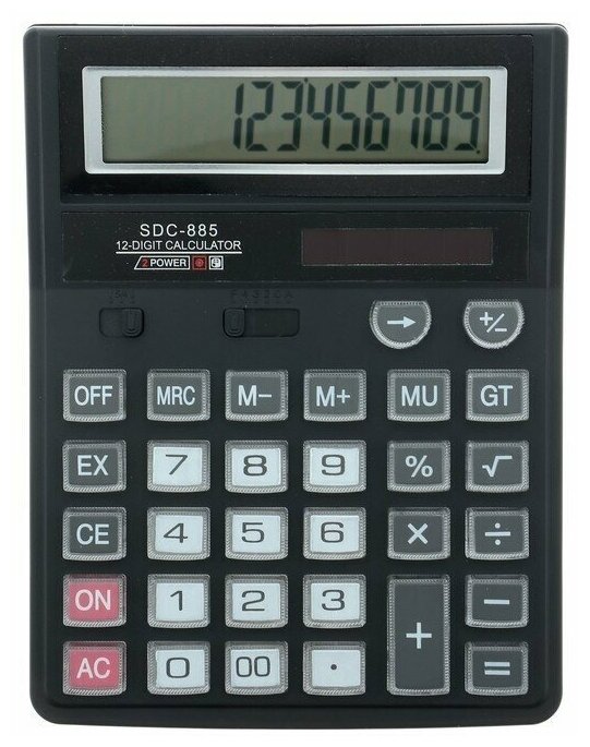 Калькулятор настольный, 12-разрядный, SDC-885, двойное питание