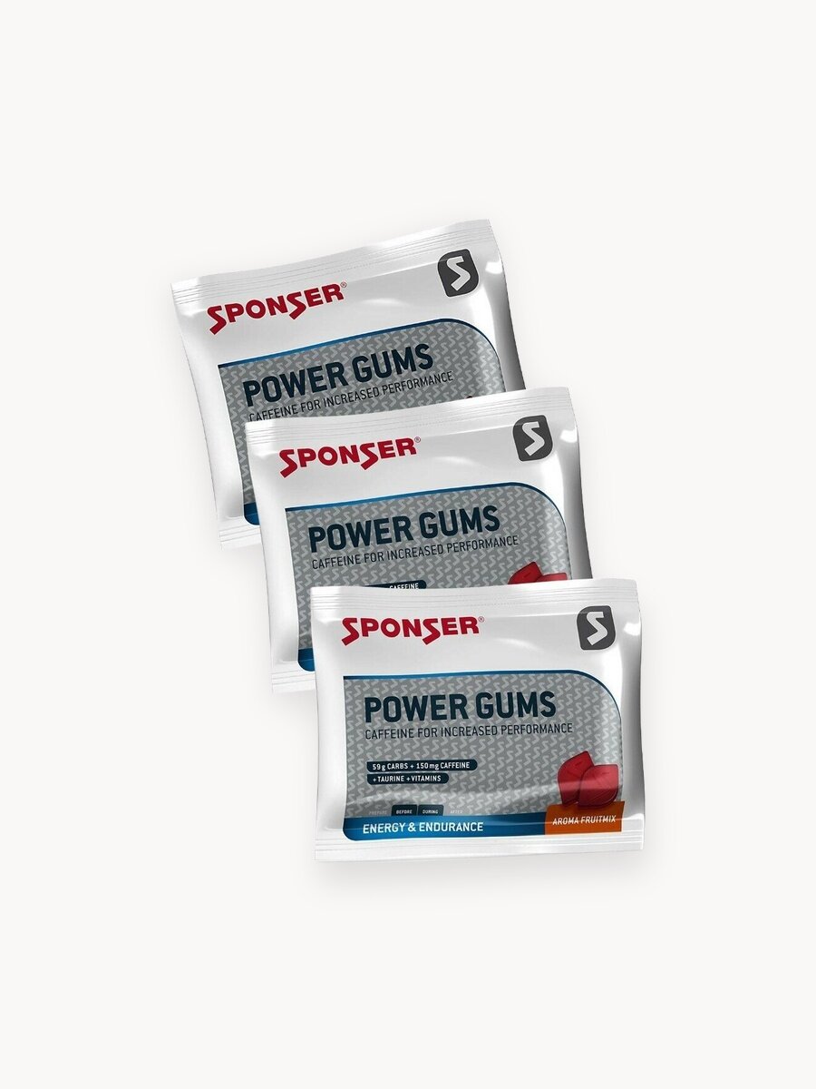 Предтренировочный комплекс Sponser "Power Gums", фруктовый микс, 75 г