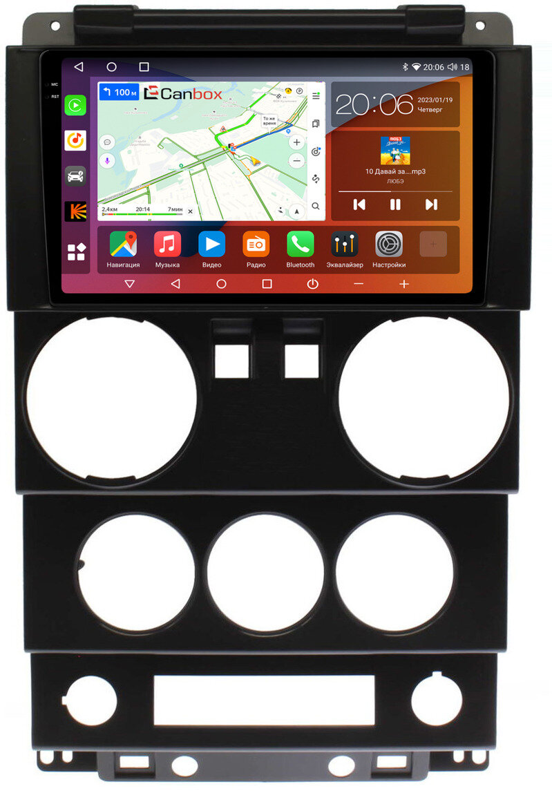 Штатная магнитола Jeep Wrangler 3 (JK) 2007-2010 (2 двери) Canbox EVO 2K 5816-9-0232 Android 14 (4G-SIM, 8/256, DSP, QLed, AI, 360)