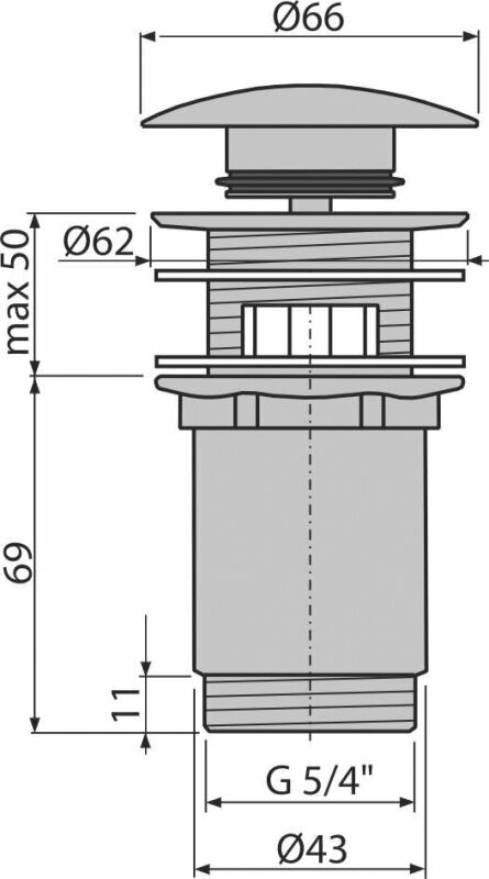 Донный клапан для раковины AlcaPlast A392C