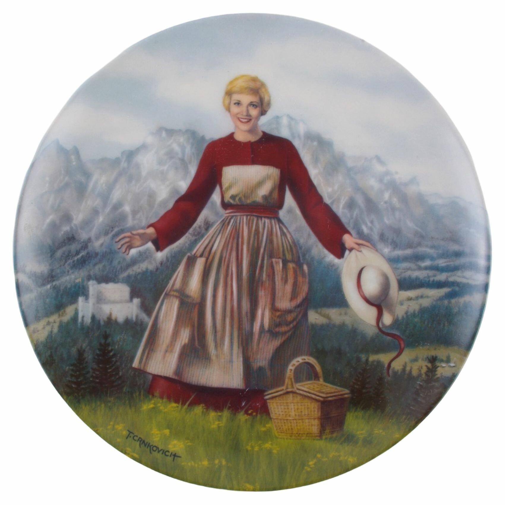 Коллекционная винтажная тарелка "Мюзикл Звуки музыки". Фарфор, деколь. США, Edwin M.Knowles China Company, 1986 год.