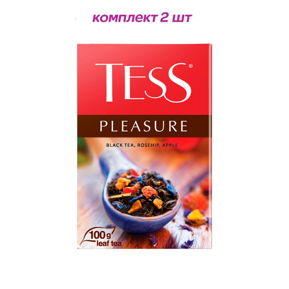 Чай черный листовой Tess Pleasure (Тесс Плэжа), 100 г (комплект 2 шт.) 6005886