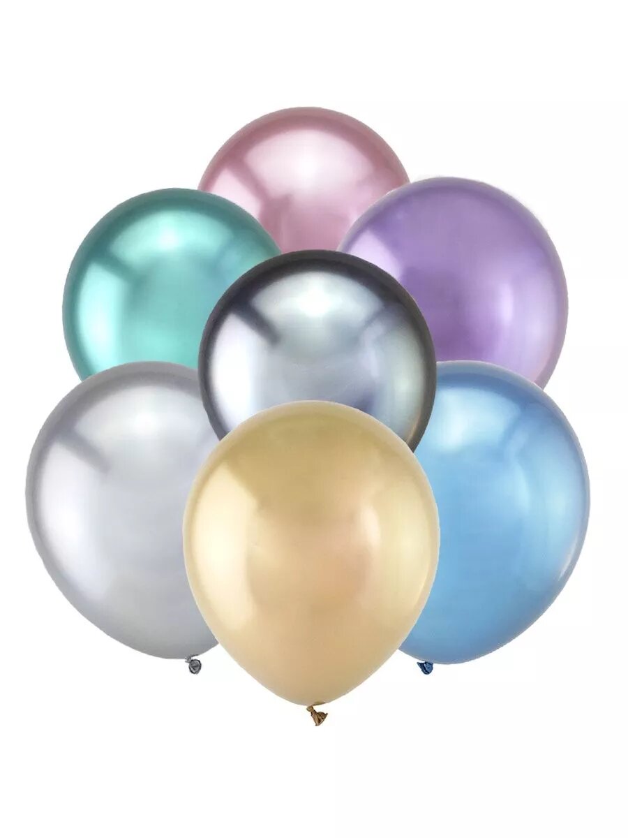 Ассорти, Зеркальные шары / Mirror Assorted, латексный шар (5"/12,5 см ) 50 шт. / Веселуха, Турция