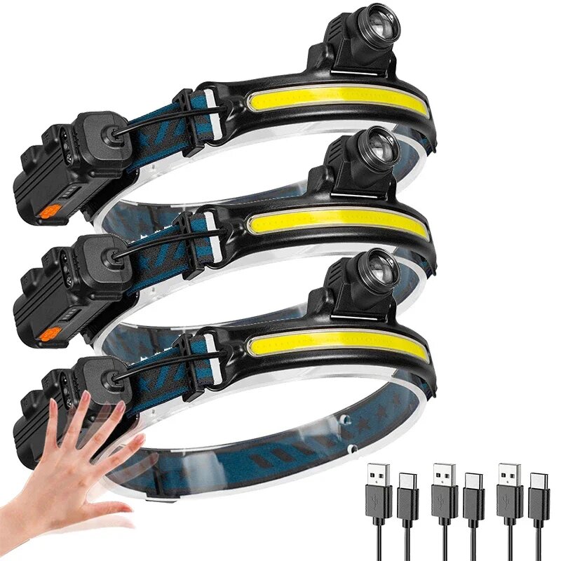 Индукционный налобный фонарь XIWANGFIRE W678-2 ZOOM 3pcs