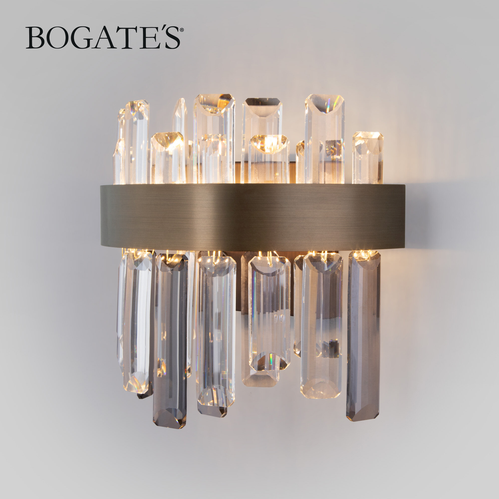 Бра / Настенный светодиодный светильник с хрусталем Bogate's Sparkle 418/1, 16 Вт, 3000/4000/6000K, цвет бронза/дымчатый