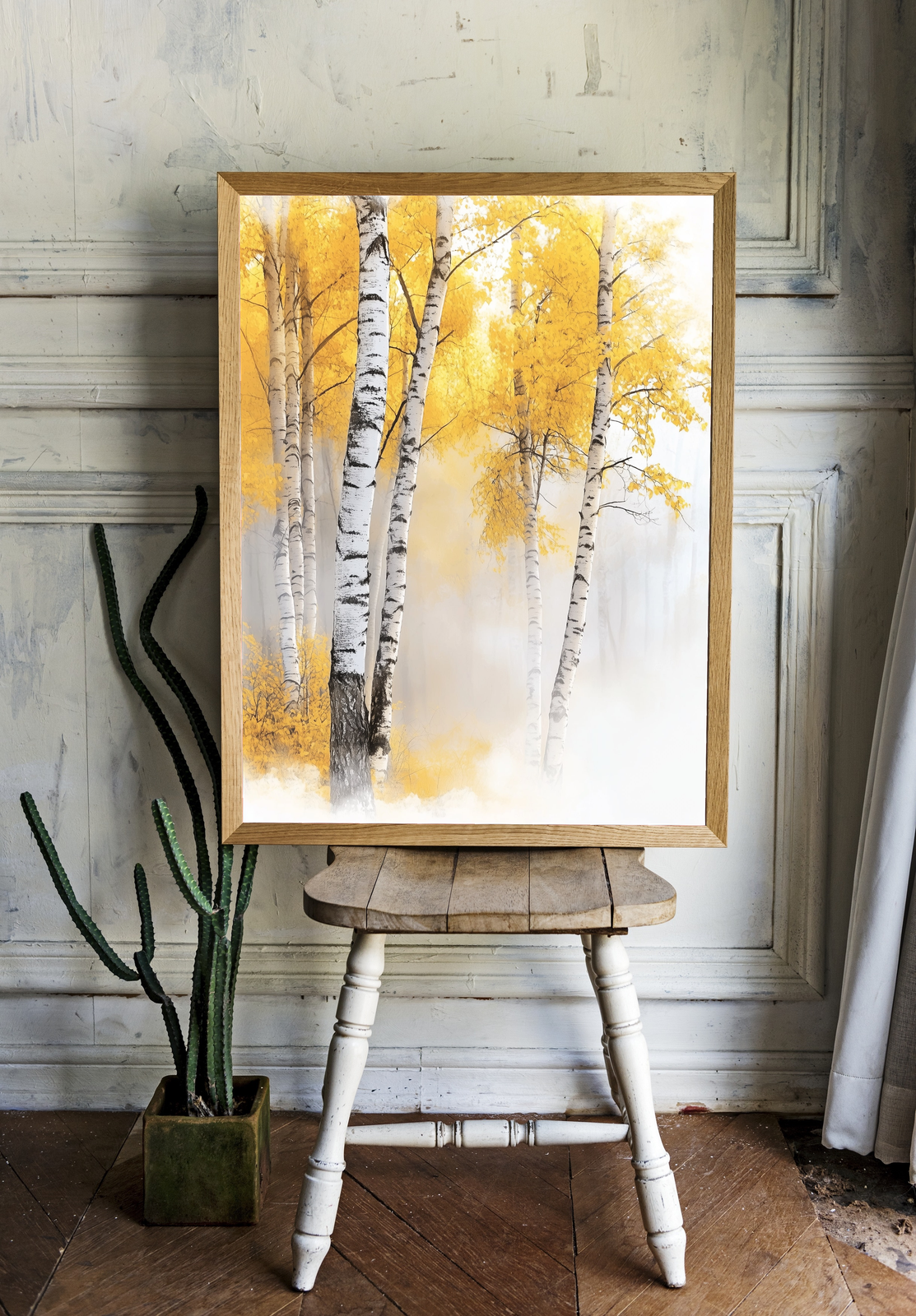 Постер "Осенние березы в тумане" 50x70 без рамы