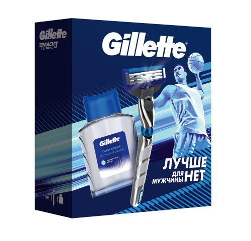 Подарочный набор Gillette Mach3 Turbo (бритва + лосьон после бритья Arctic Ice)
