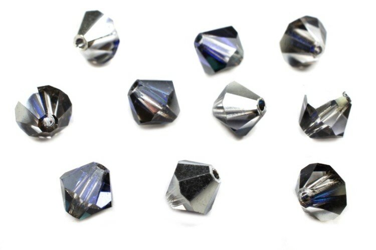 Бусины биконусы хрустальные 6мм, цвет CRYSTAL HELIOTROPE, 747-017, 10шт