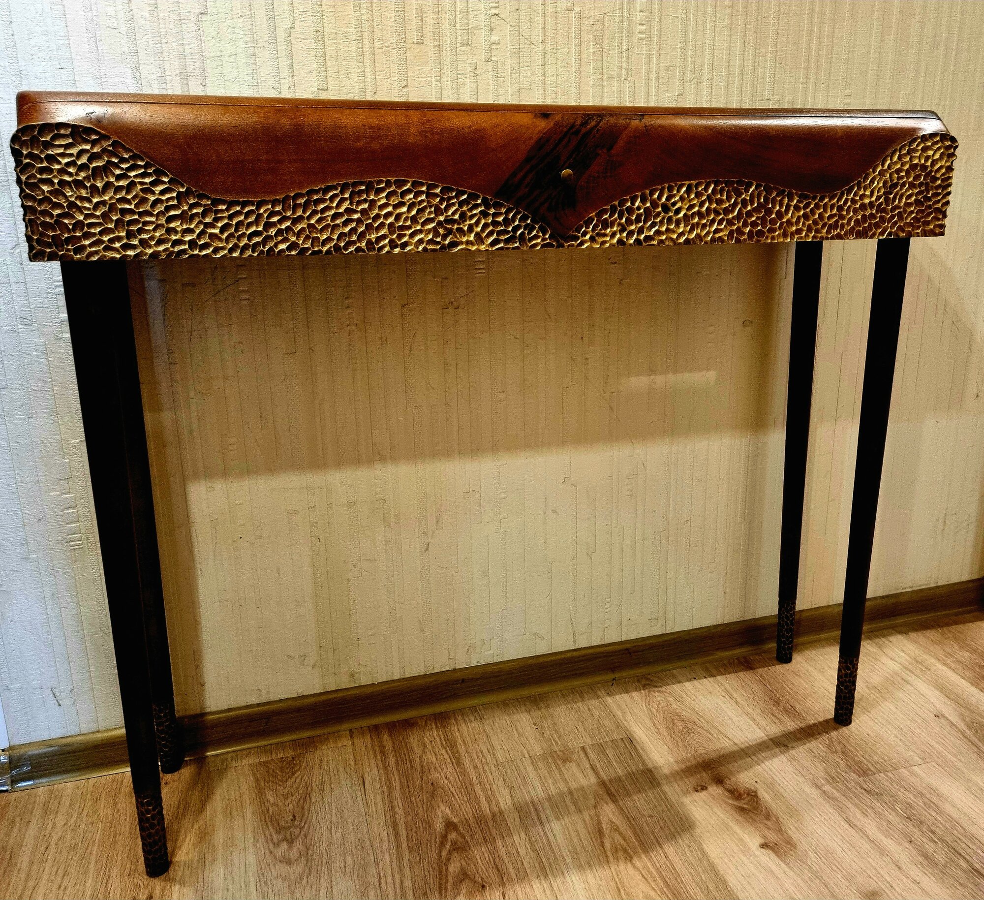 Тумба, консоль из массива дерева (карагач) "Арт коллекция", 80см, напольная, авторский дизайн