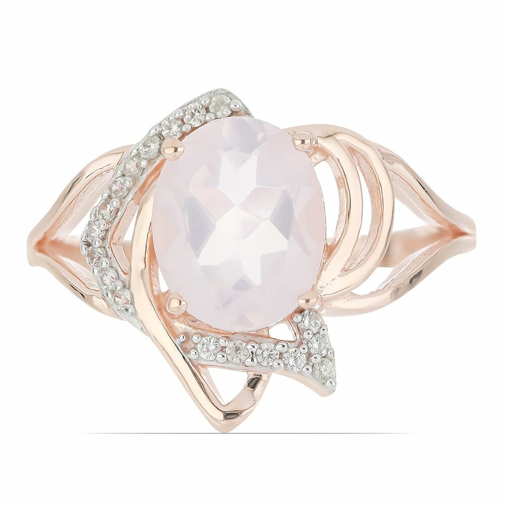 Кольцо, серебро, 925 проба, кварц, циркон