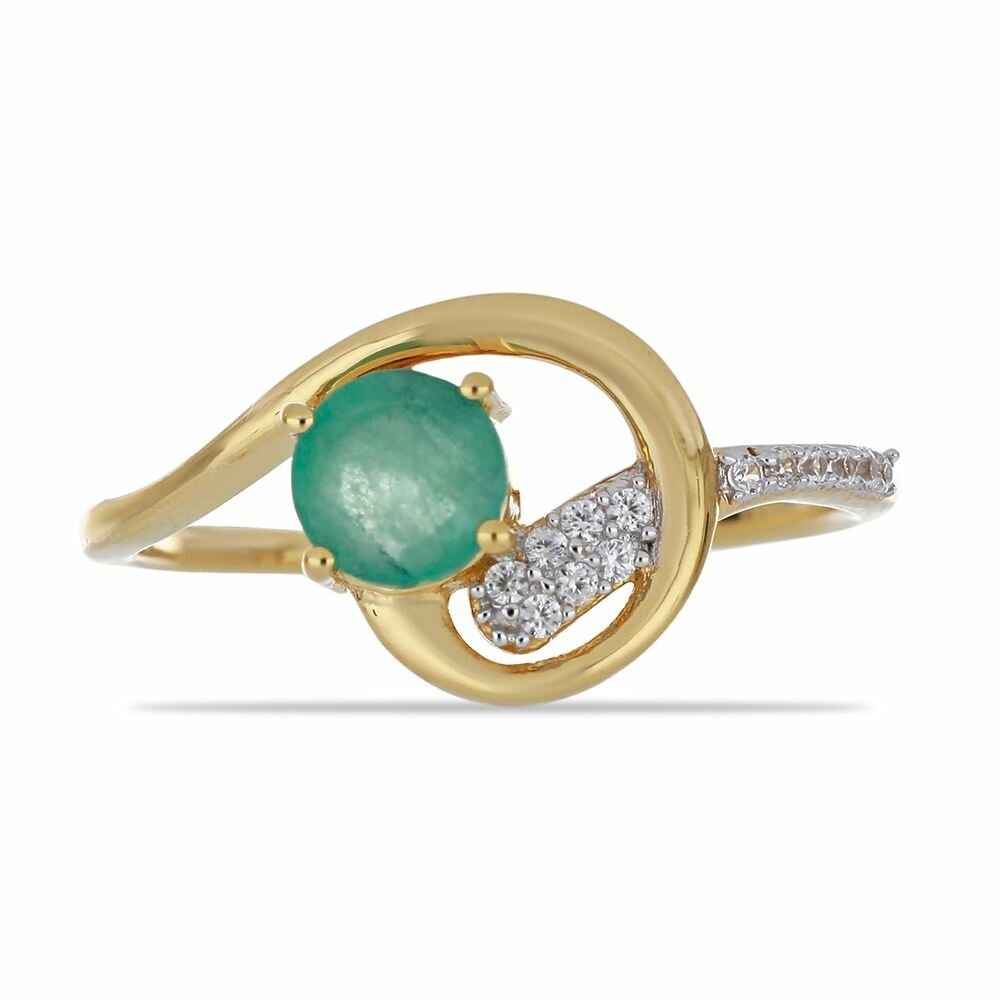 Кольцо, серебро, 925 проба, циркон, изумруд