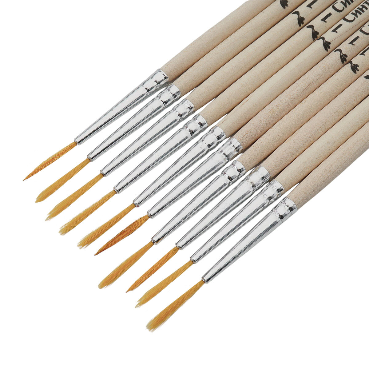 Кисть для рисования круглая лайнер №1, Артком, синтетика, 10 шт