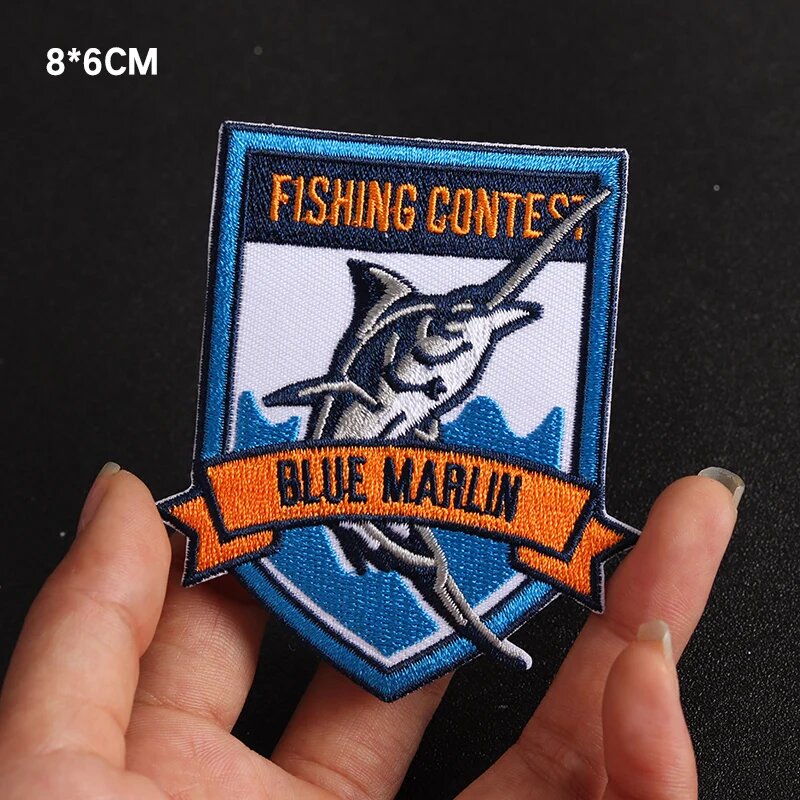 Нашивки с вышивкой "Паук, лошадь, медведь, кошка" Синий, G-BT0008-7