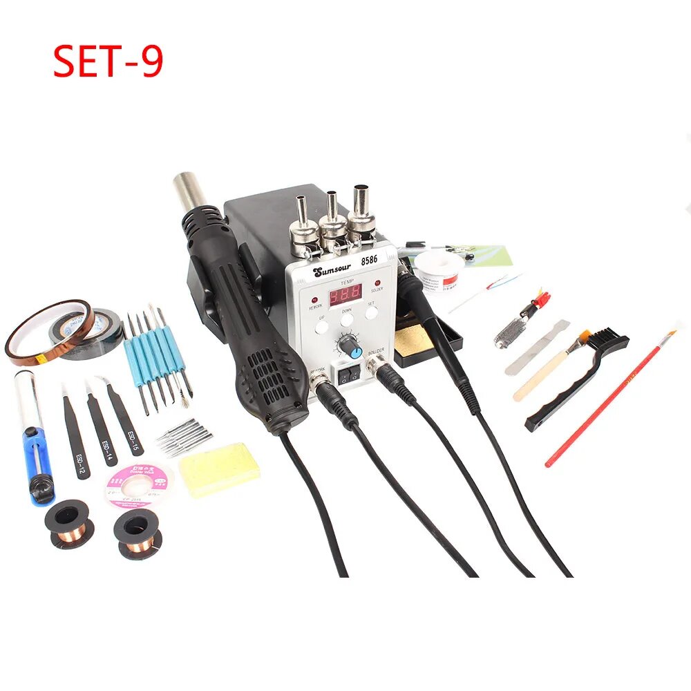 SumSour BLACK 8586 паяльная станция 2 в 1 760 Вт SET-9, 220V EU Plug