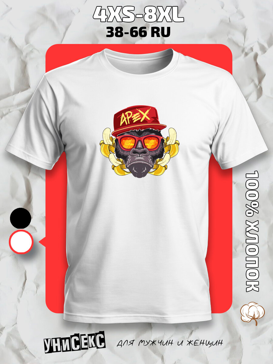 Футболка с принтом горилла в кепке